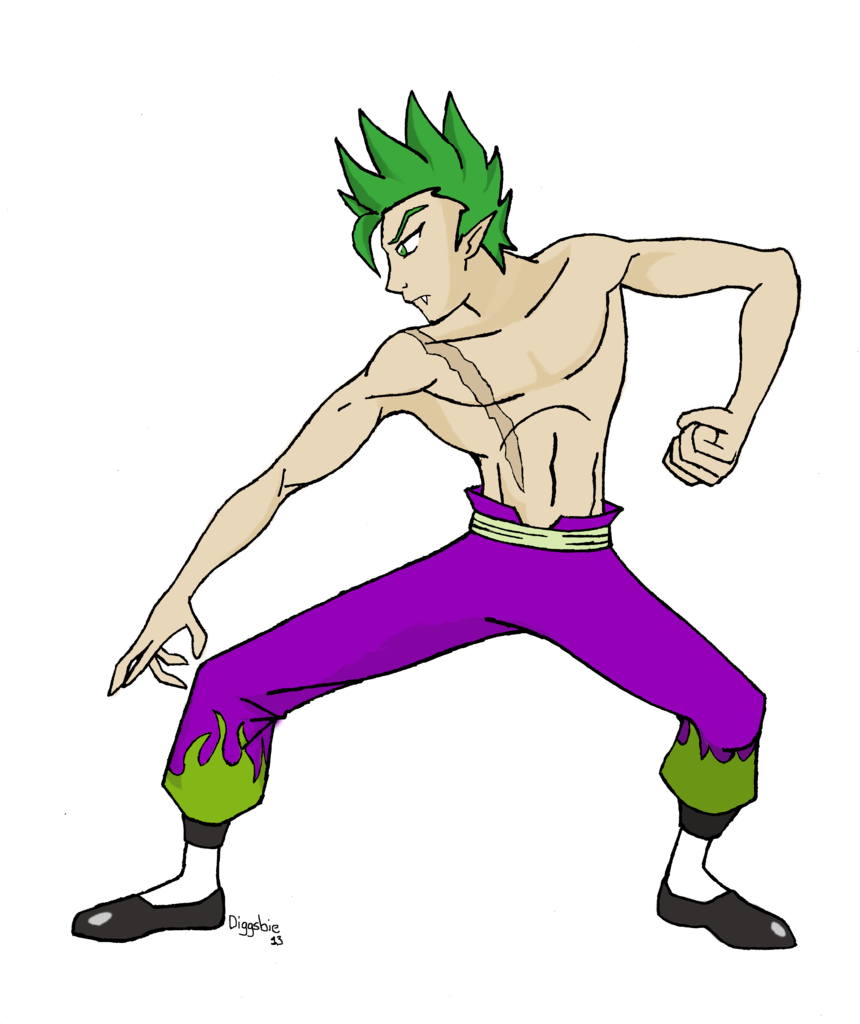 #509433 - safe, artist:theblackemperor, spike, human, bruce lee ...