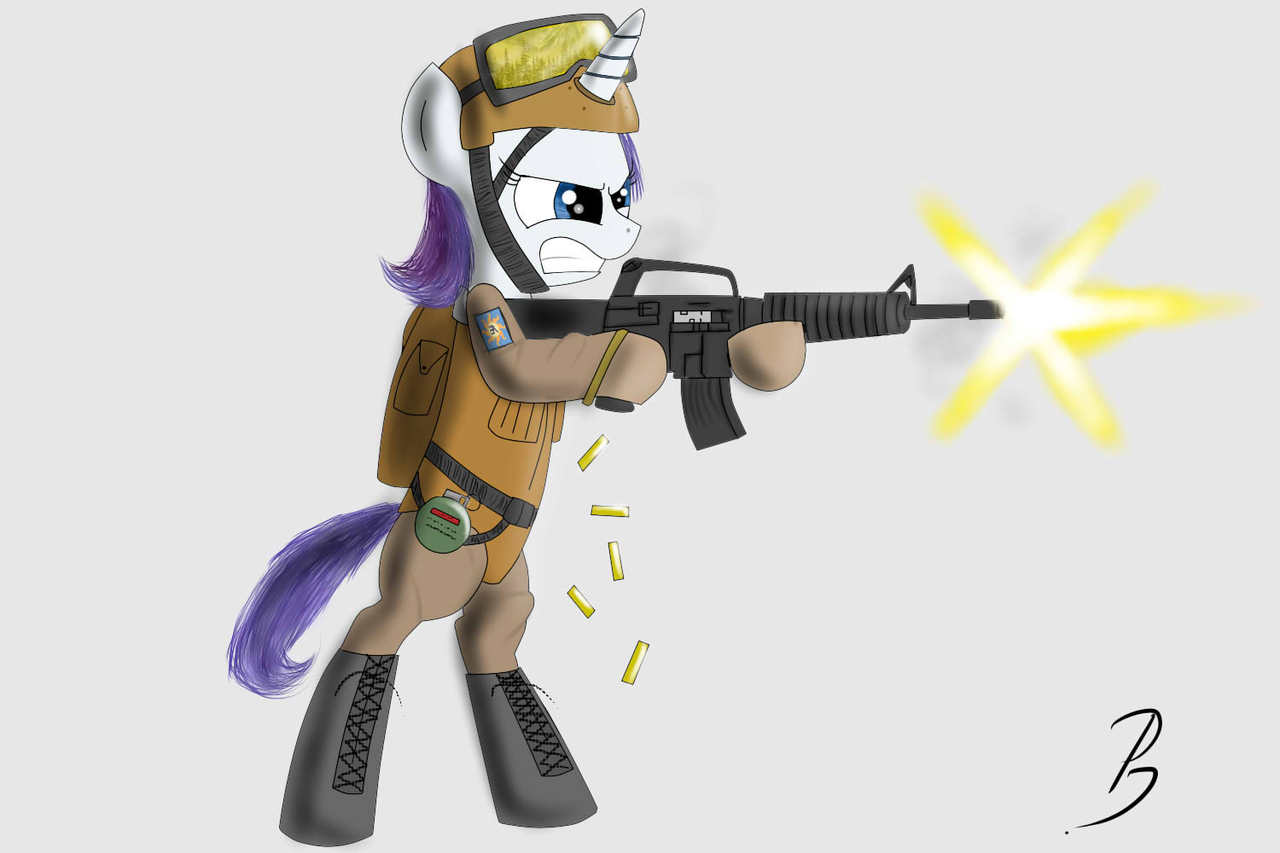 #510242 - safe, artist:pandramodo, rarity, pony, bipedal, female, gun ...