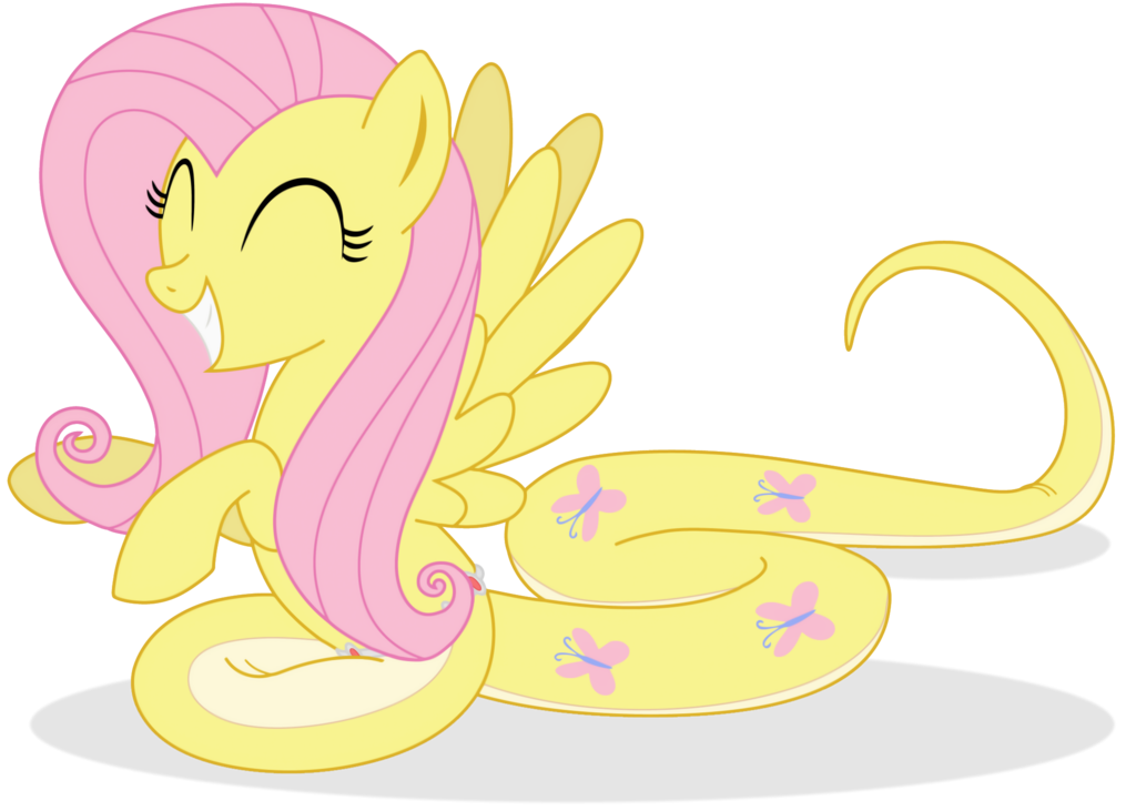 #229875 - safe, artist:elsdrake, fluttershy, lamia, original species ...