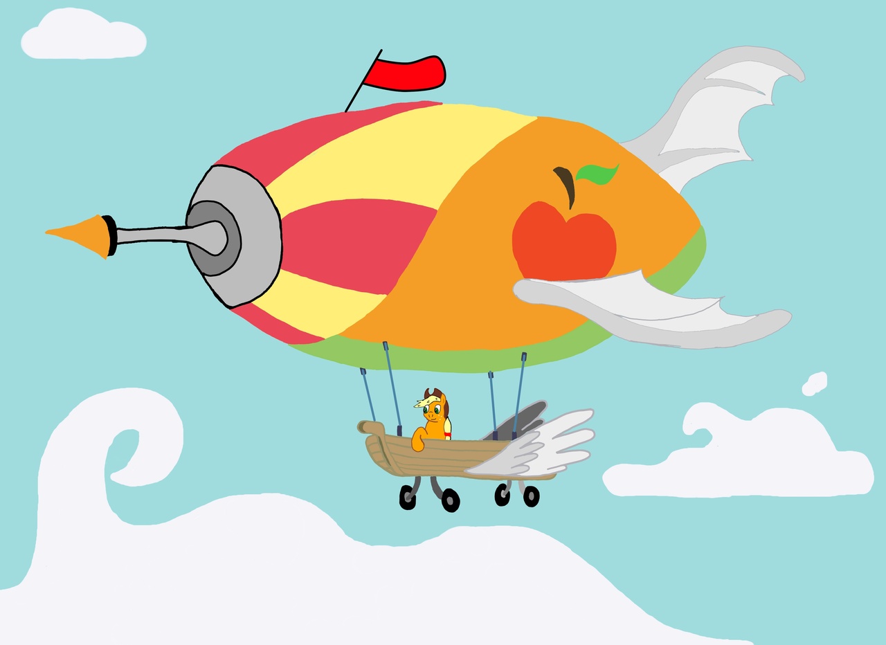 #241533 - safe, applejack, blimp, cloud, cloudy - Derpibooru