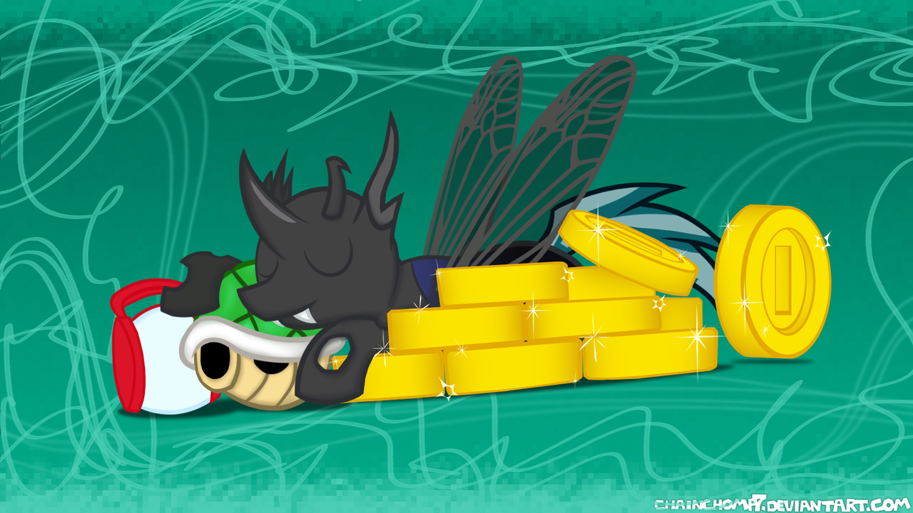 #247500 - safe, artist:chainchomp7, oc, changeling, coin, crossover ...