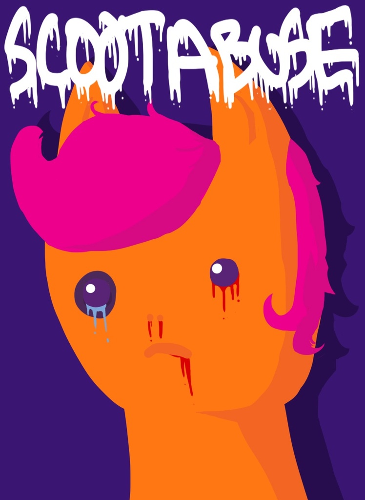 #249219 - grimdark, artist:dottythedino, scootaloo, g4, blood, crying ...