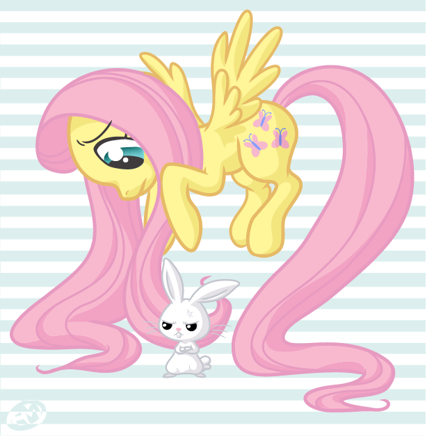 #230808 - safe, artist:oneeyedme, angel bunny, fluttershy, g4, angry ...