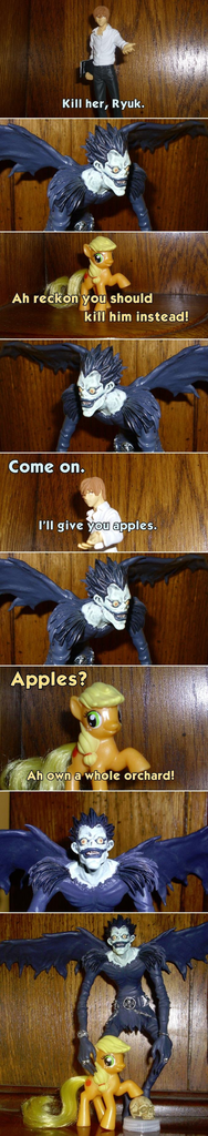 #250604 - safe, applejack, death note, female, figurine, irl, light ...