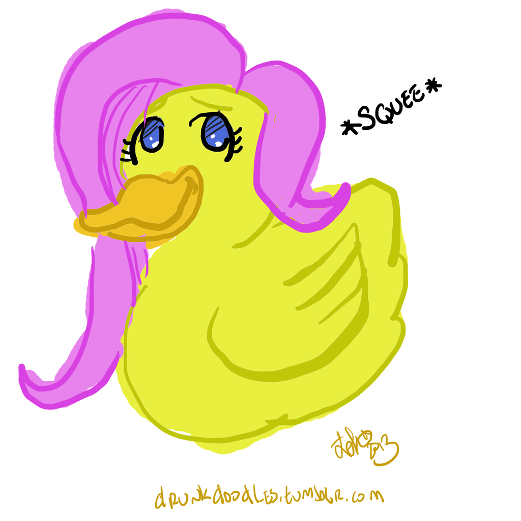 #250646 - safe, artist:tako, fluttershy, bird, duck, g4, 30 minute art ...