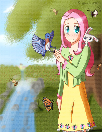 #251345 - safe, artist:dashofcreativity, angel bunny, fluttershy, g4 ...