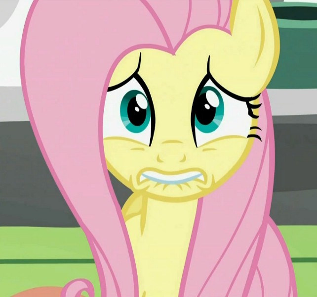 #254509 - safe, screencap, fluttershy, cropped, eyes open, lip bite ...