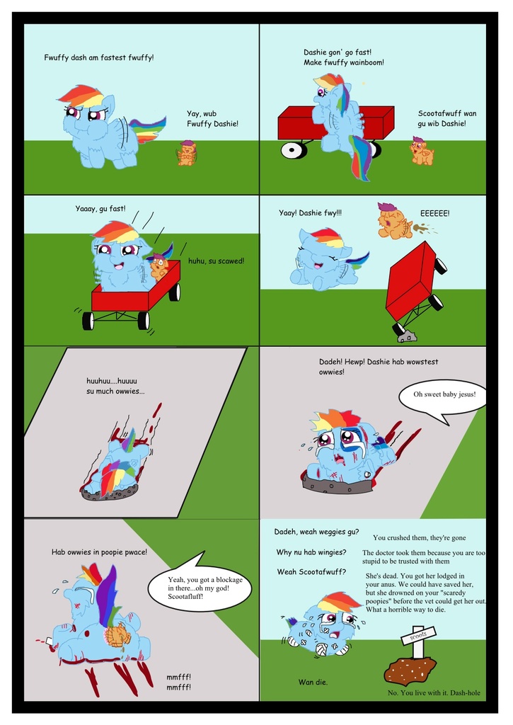 #256028 - grimdark, questionable, rainbow dash, scootaloo, fluffy pony ...