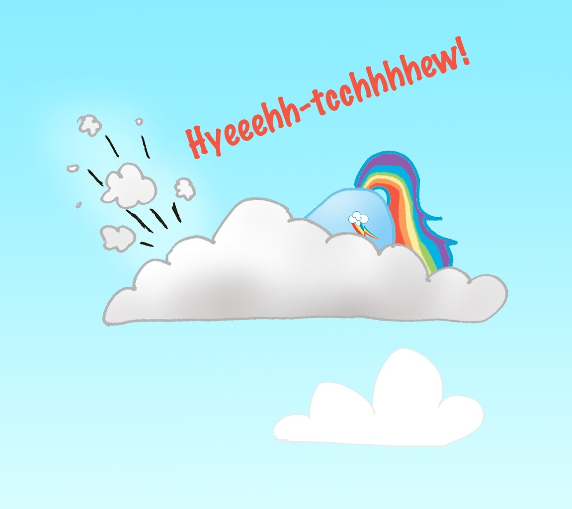 #257289 - safe, rainbow dash, pony, g4, cloud, female, sneezing ...