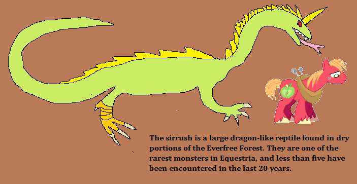 #235879 - safe, big macintosh, fan creature, sirrush, text - Derpibooru