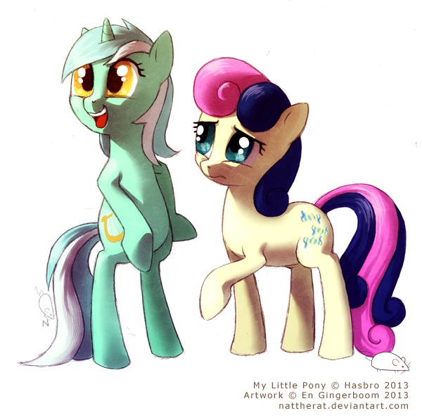 #258497 - safe, artist:nattherat, bon bon, lyra heartstrings, sweetie ...