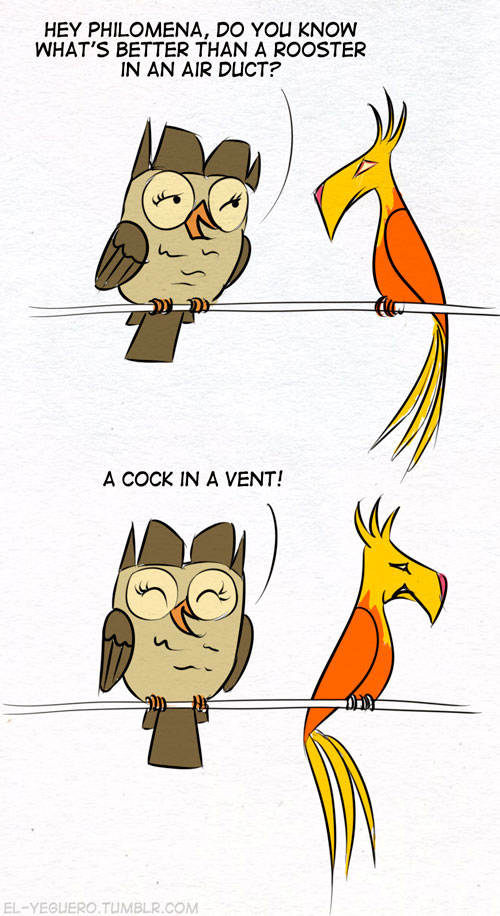 #268874 - suggestive, artist:el-yeguero, owlowiscious, philomena, bird ...