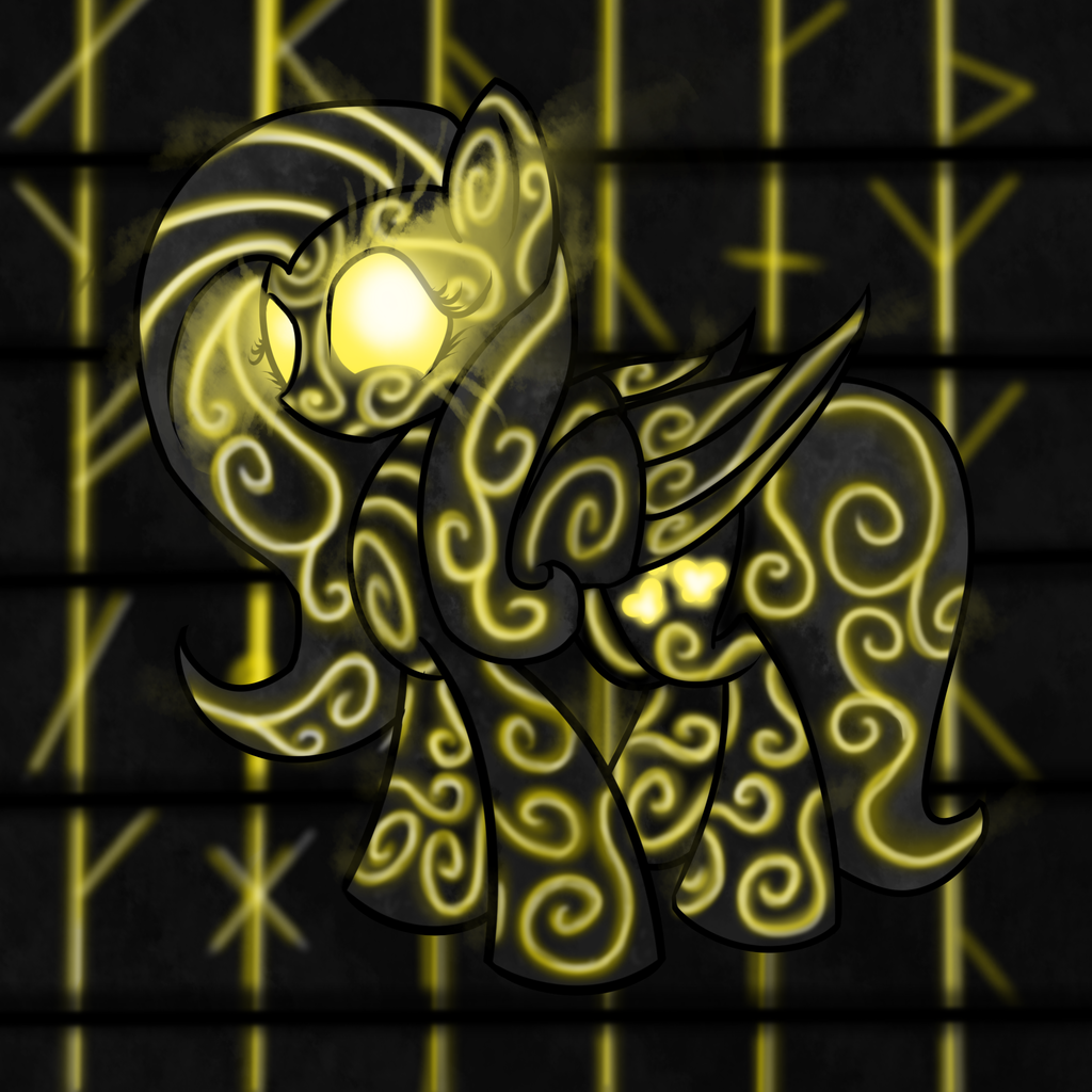 #269203 - safe, artist:wojtovix, fluttershy, pony, g4, futhark, glowing ...