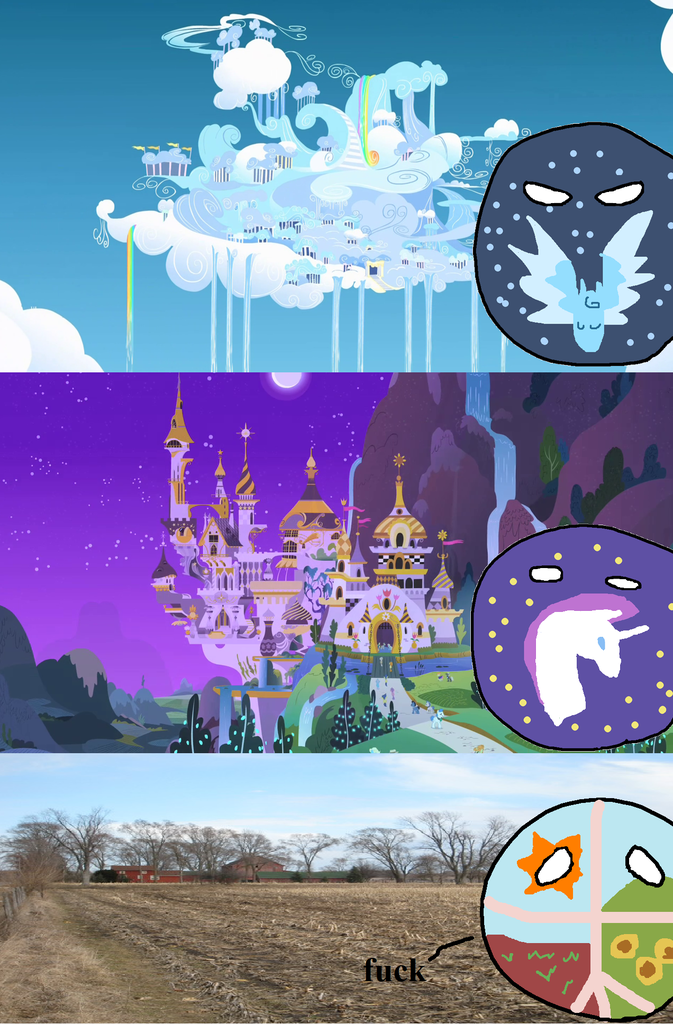 #270171 - safe, canterlot, cloudsdale, field, irl, photo, polandball ...