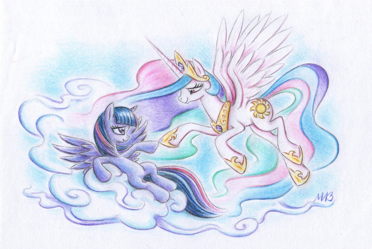#259779 - safe, artist:deathcutlet, princess celestia, twilight sparkle ...