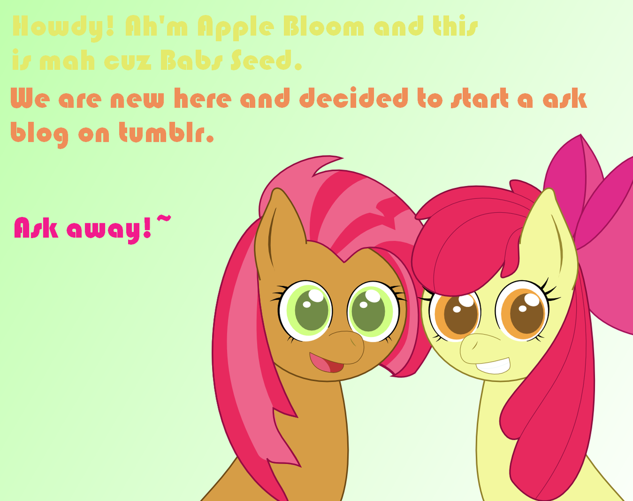#279954 - safe, artist:askbabsandapplebloom, apple bloom, babs seed, g4 ...