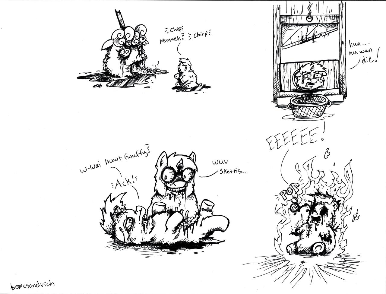 #281493 - grimdark, grotesque, artist:epicsandvich, fluffy pony, absurd ...