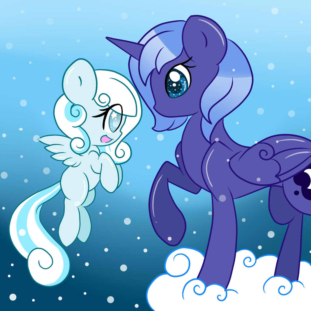 #284532 - safe, artist:starlightlore, princess luna, oc, oc:snowdrop ...