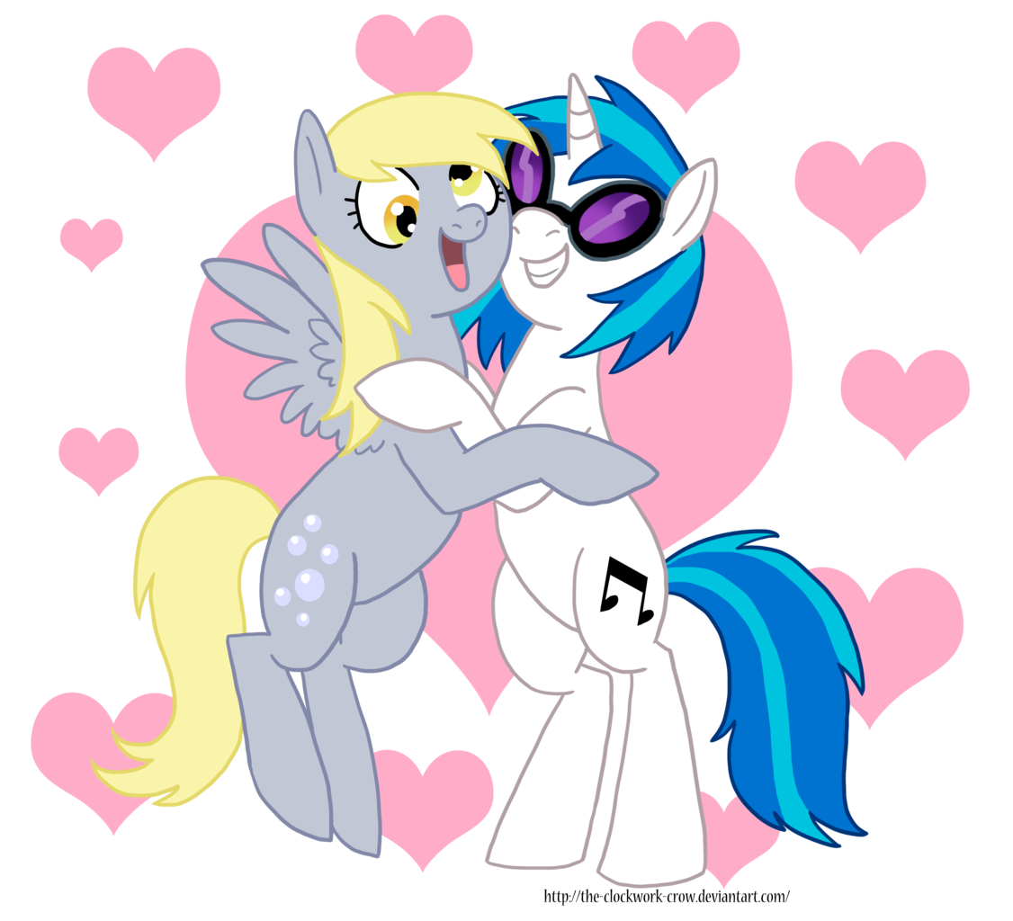 #293700 - safe, artist:the-clockwork-crow, derpy hooves, dj pon-3 ...