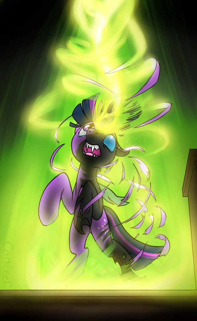 #299978 - semi-grimdark, artist:conicer, twilight sparkle, changeling ...