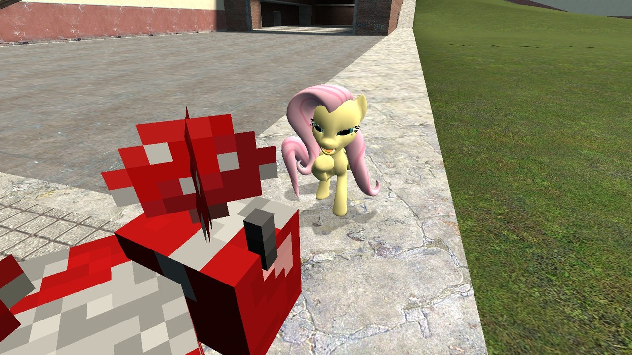 #300559 - safe, fluttershy, mooshroom, gmod, minecraft - Derpibooru