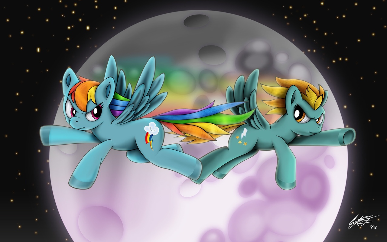 #306423 - safe, artist:fuzon-s, lightning dust, rainbow dash, g4, mare ...