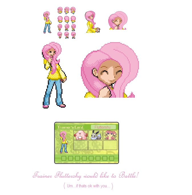 #310312 - safe, artist:0rcv0, fluttershy, audino, chansey, eevee ...