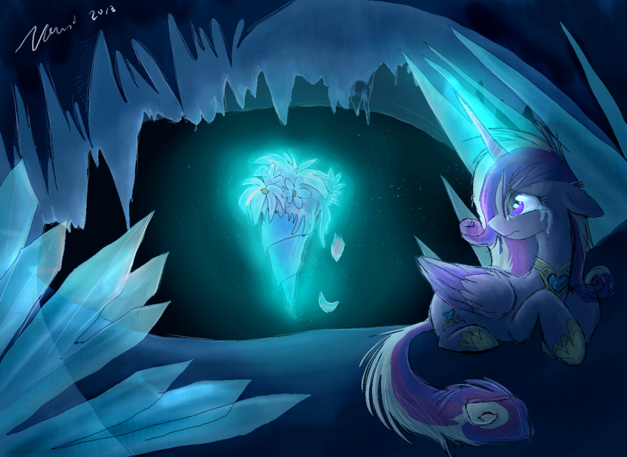 #311752 - safe, artist:namiwami, princess cadance, bouquet, crying, sad ...