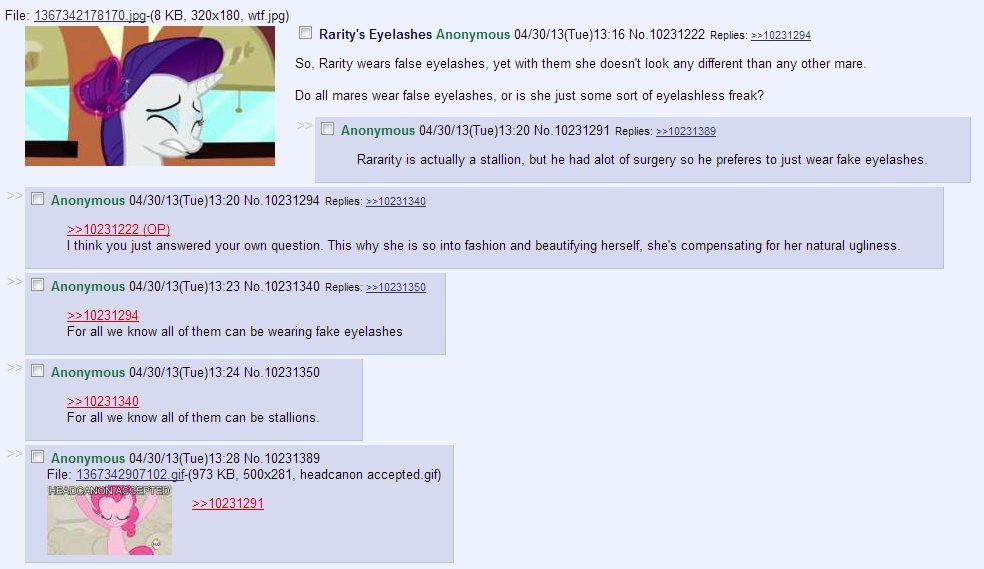 #312534 - safe, pinkie pie, rarity, /mlp/, 4chan, 4chan screencap ...
