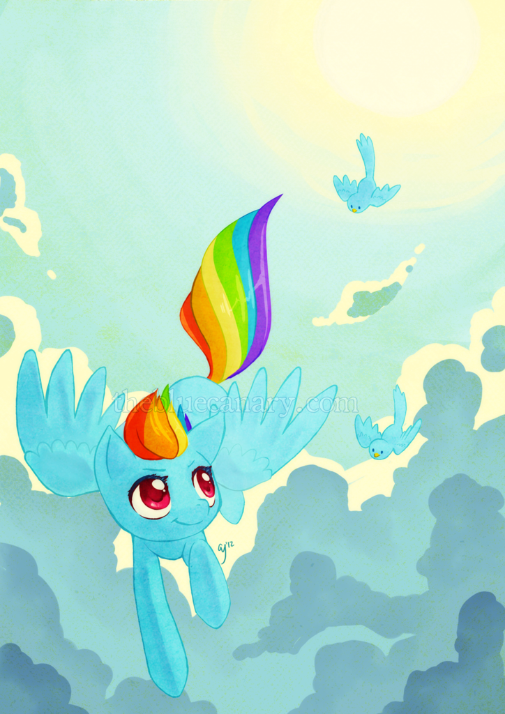 #330206 - safe, artist:tkay, rainbow dash, bird, female, flying, solo ...