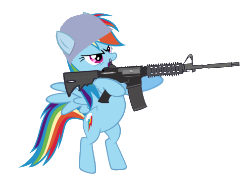 #330994 - safe, artist:camike1234, rainbow dash, ar-15, female, gun ...