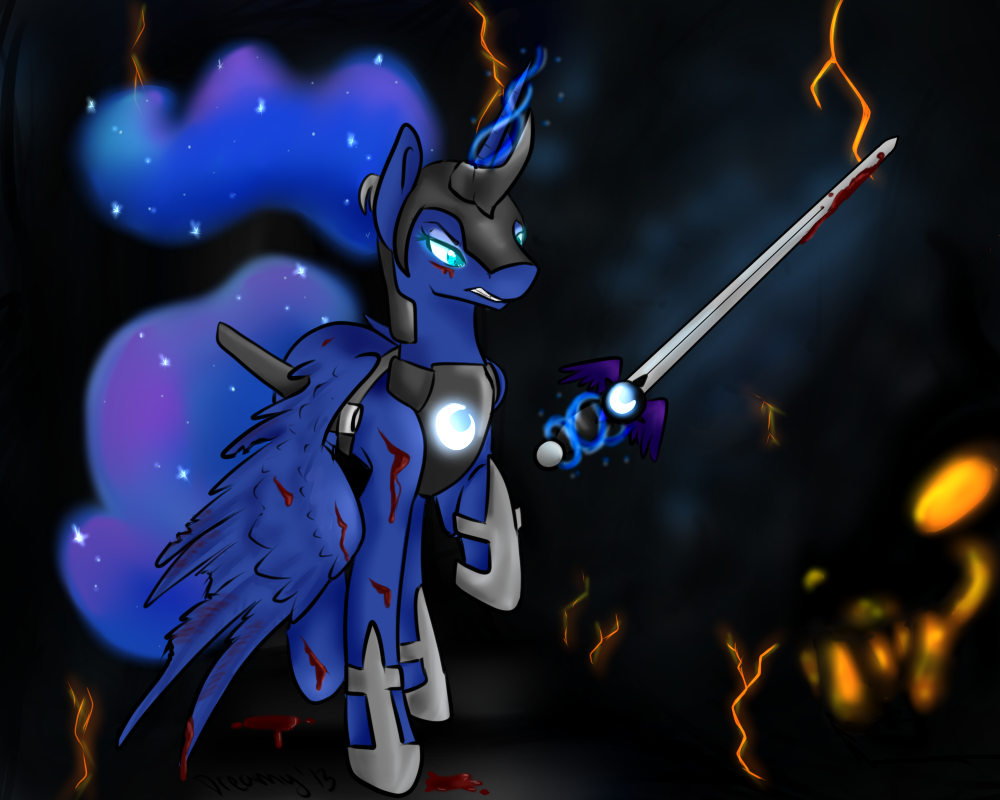 #333646 - semi-grimdark, artist:nissatron5000, princess luna, g4, armor ...