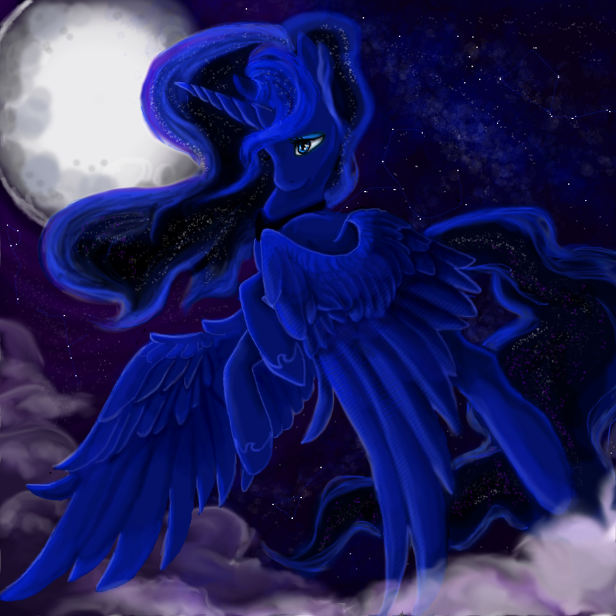 #346257 - safe, artist:adelind13, princess luna, g4, cloud, cloudy ...