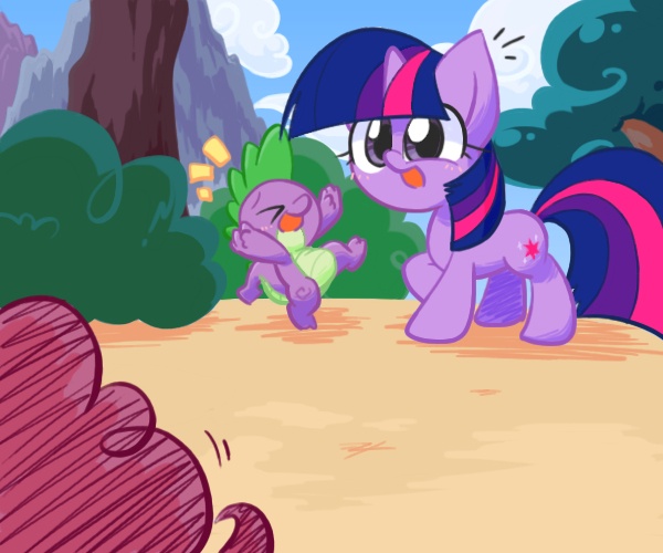 #349954 - safe, artist:nyankamedon, pinkie pie, spike, twilight sparkle ...