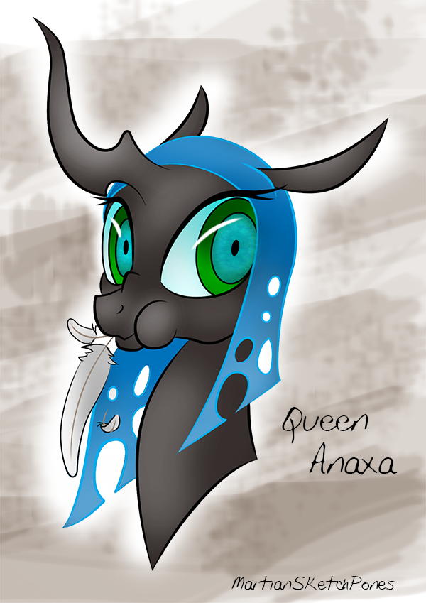 #339034 - safe, artist:martian, oc, oc only, changeling, anaxa, eating ...