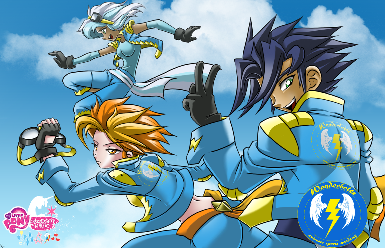 #352618 - safe, artist:mauroz, misty fly, soarin', spitfire, human, g4 ...