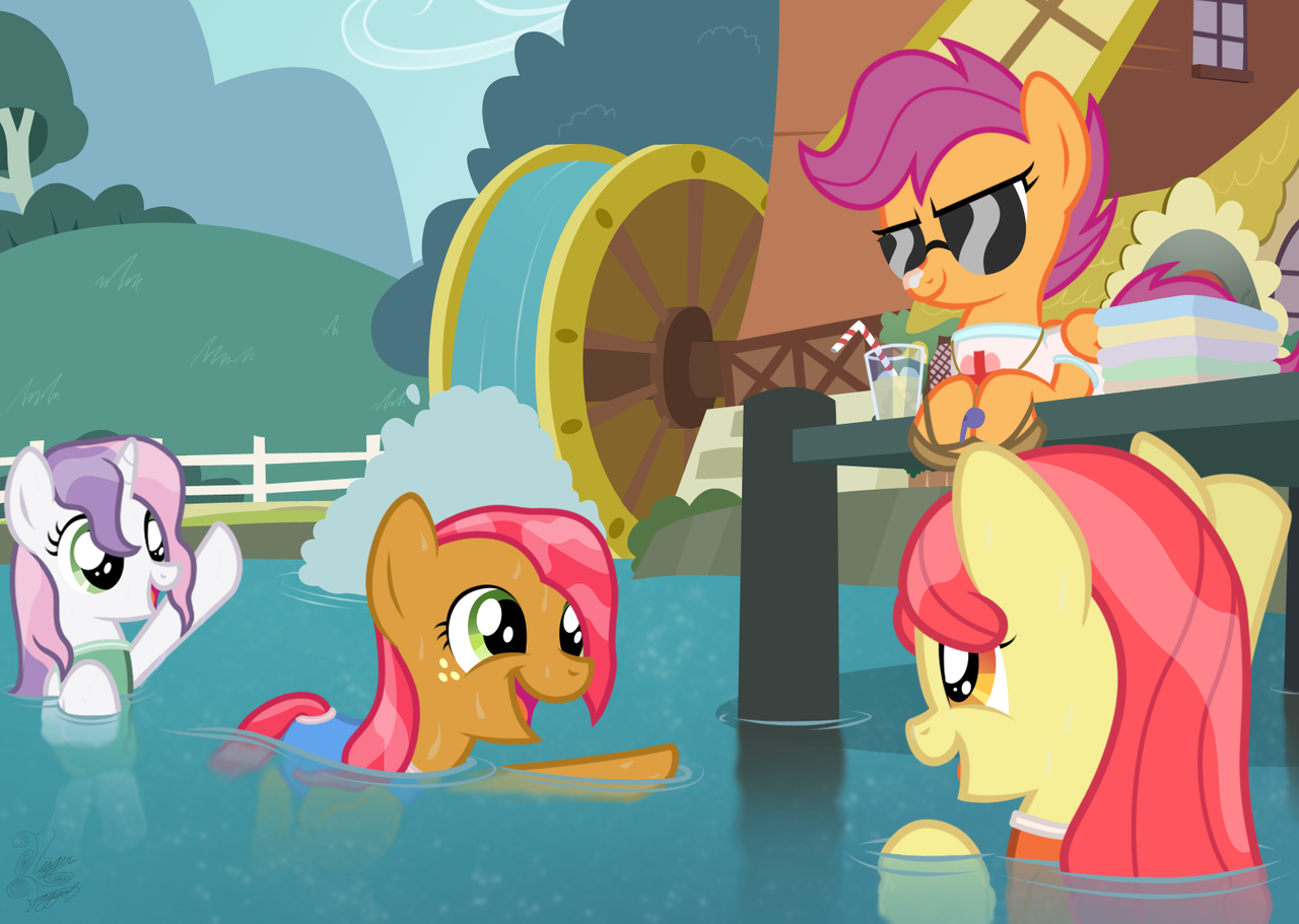 #355949 - safe, artist:facelessjr, apple bloom, babs seed, scootaloo ...