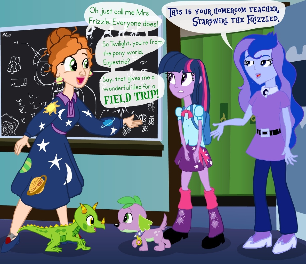 #359765 - safe, artist:snapai, princess luna, spike, twilight sparkle ...