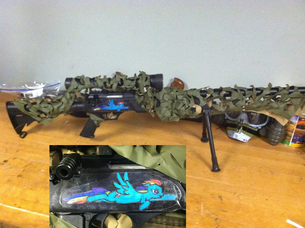 #341103 - safe, artist:ponylightningchaser, rainbow dash, airsoft ...