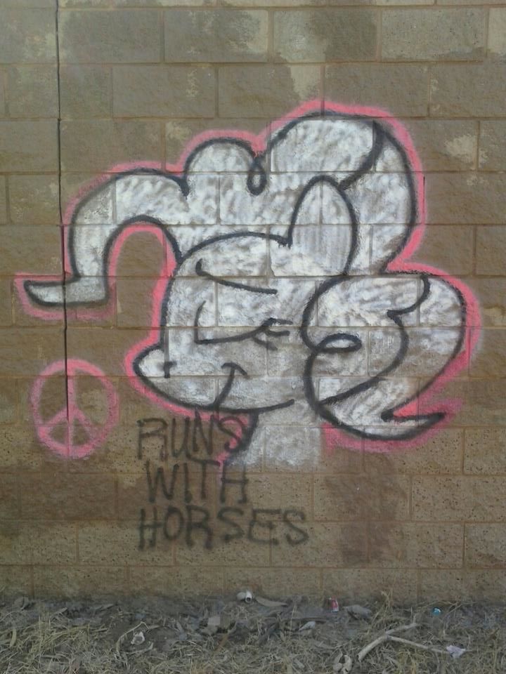 #344133 - safe, artist:runswithhorsesart, pinkie pie, graffiti, irl ...