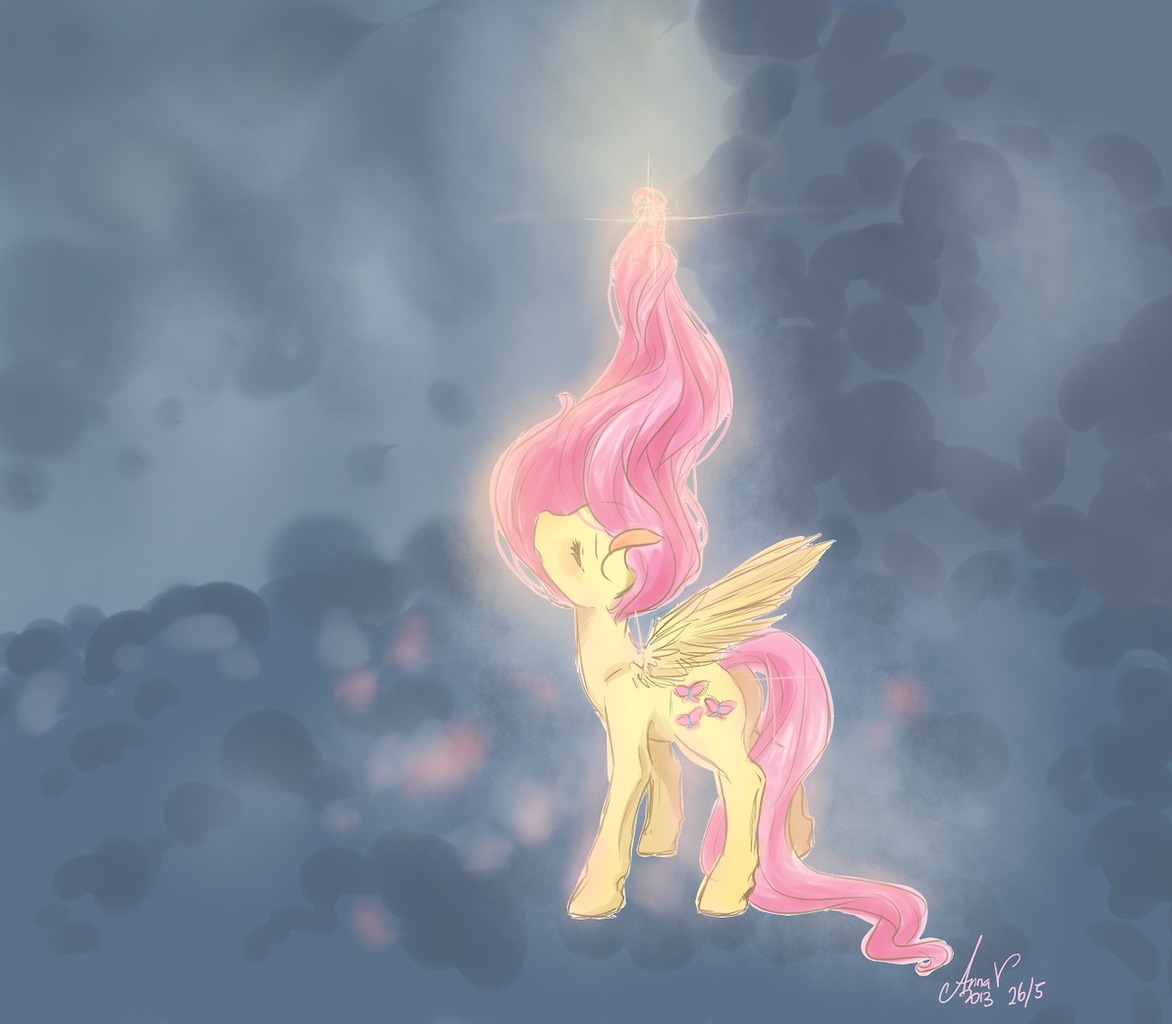 #344677 - safe, artist:laceymod, fluttershy, female, glowing, solo ...