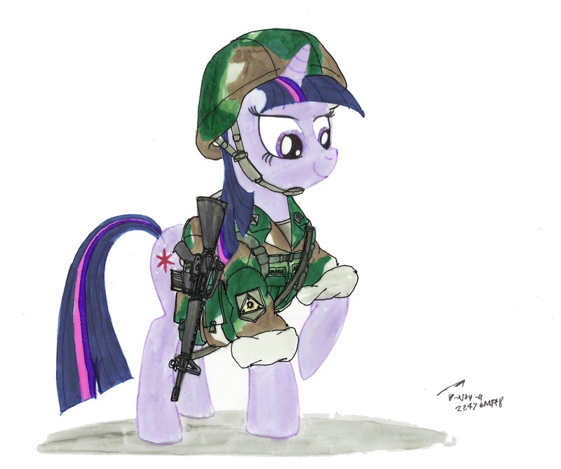 #369376 - safe, artist:buckweiser, twilight sparkle, female, gun, m16 ...