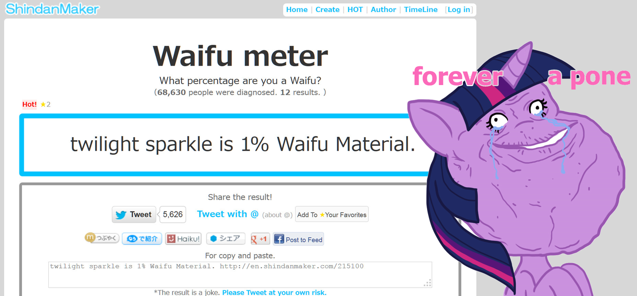 #372774 - safe, twilight sparkle, female, forever alone, meme, shindan ...