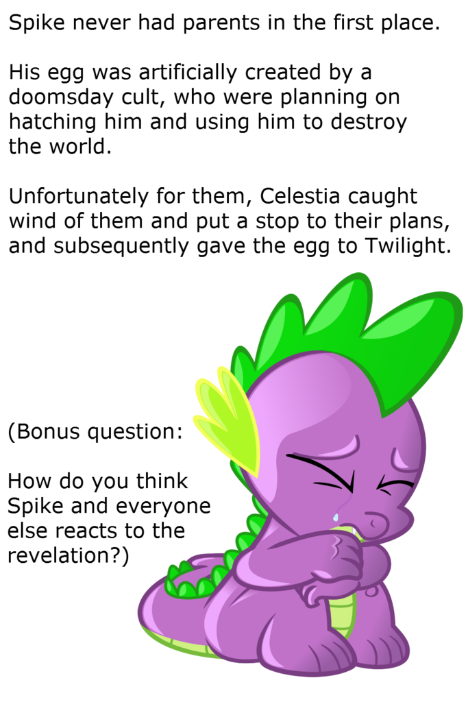 #377566 - safe, spike, dragon, g4, crying, cult, headcanon, male ...