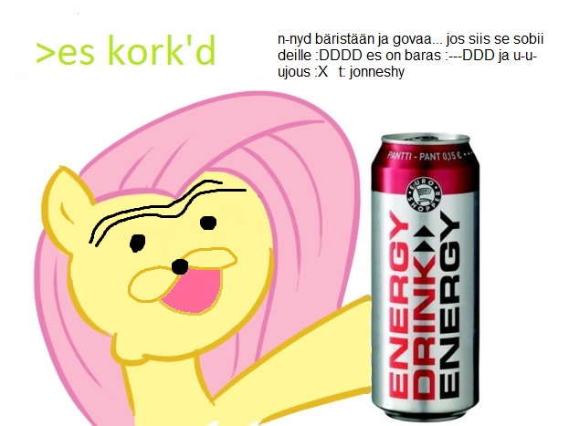 #378172 - safe, fluttershy, can, drink, energy drink, finnish, spurdo ...
