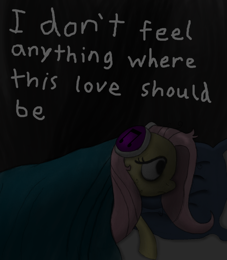 #378243 - semi-grimdark, artist:bobdash101, fluttershy, ask depressed fluttershy, bed ...