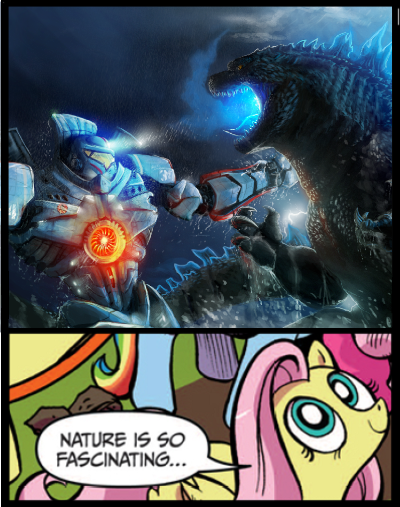 #385514 - safe, edit, fluttershy, kaiju, pegasus, pony, idw ...