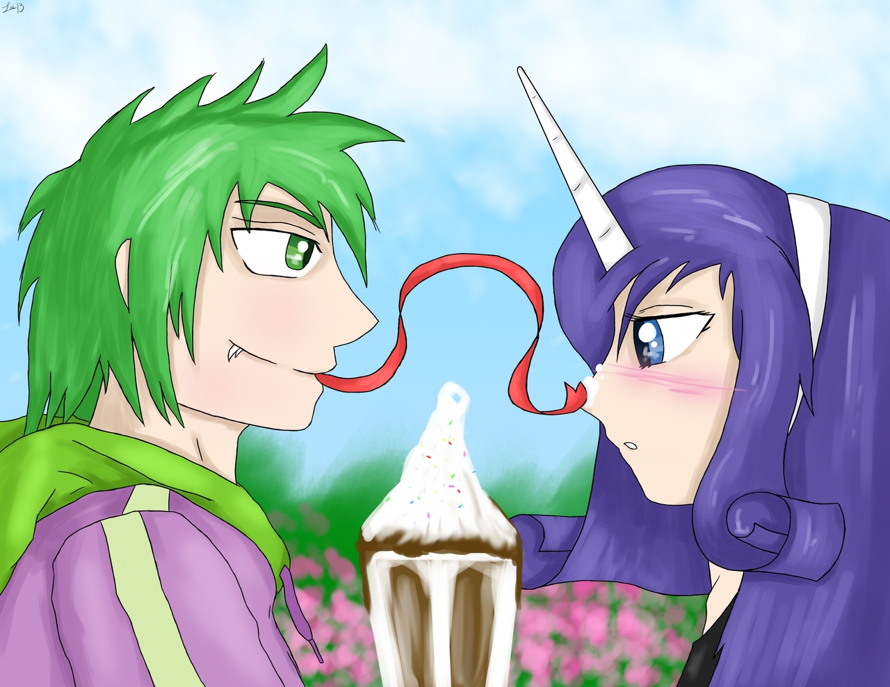 #385825 - safe, artist:mlj-lucarias, rarity, spike, g4, blushing ...