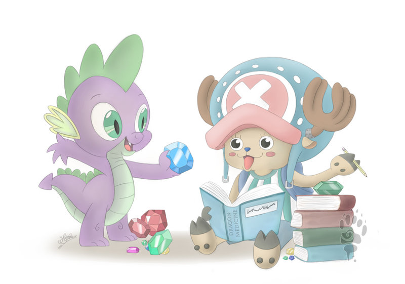 #387300 - safe, spike, g4, book, crossover, gem, one piece, tony tony ...