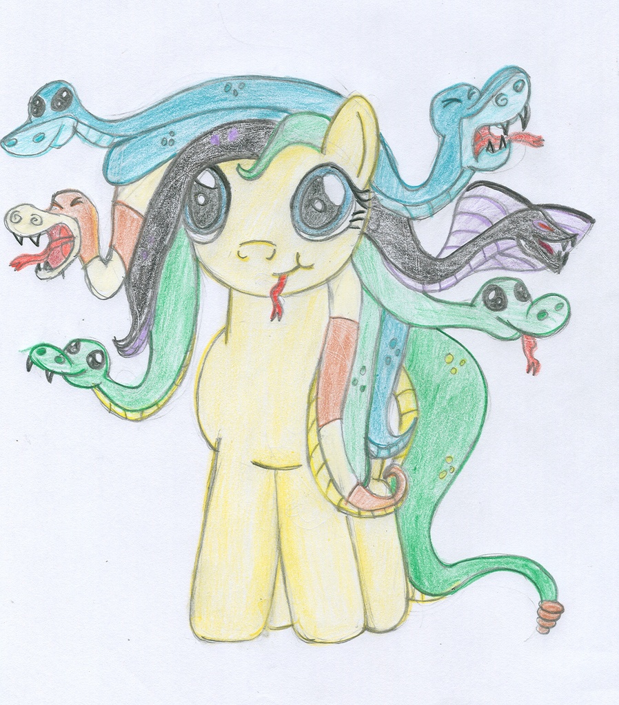 #397872 - safe, artist:aj0joe, fluttershy, cobra, gorgon, pegasus, pony ...